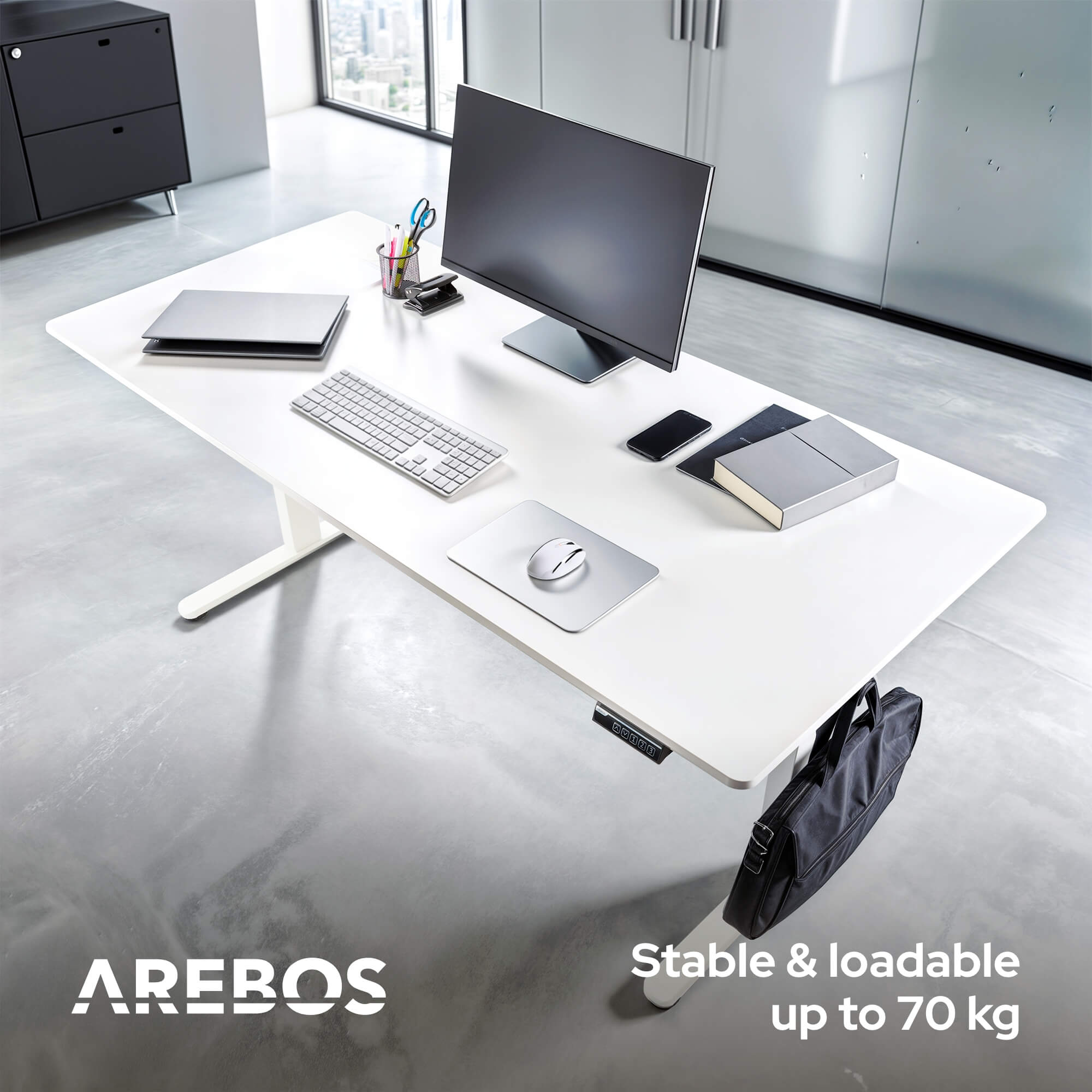 Height-adjustable desk 180 x 80 cm